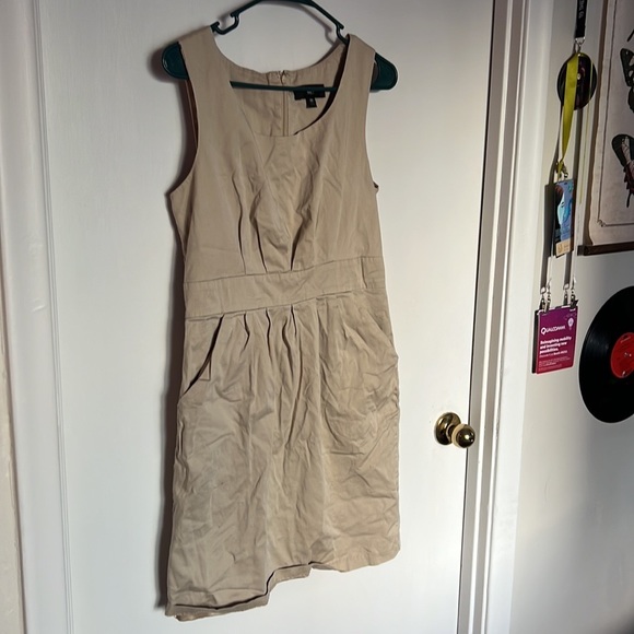 Dresses | Tan Uniform Style Dress With Pockets | Poshmark
